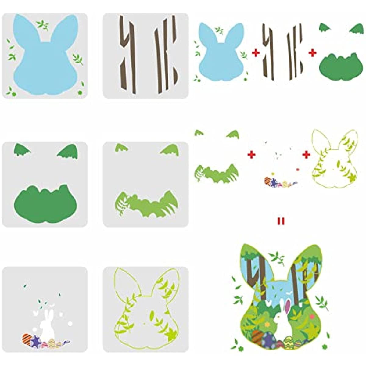6Pcs Layered Easter Bunny Stencils Set Rabbit Drawing Painting Stencils ...