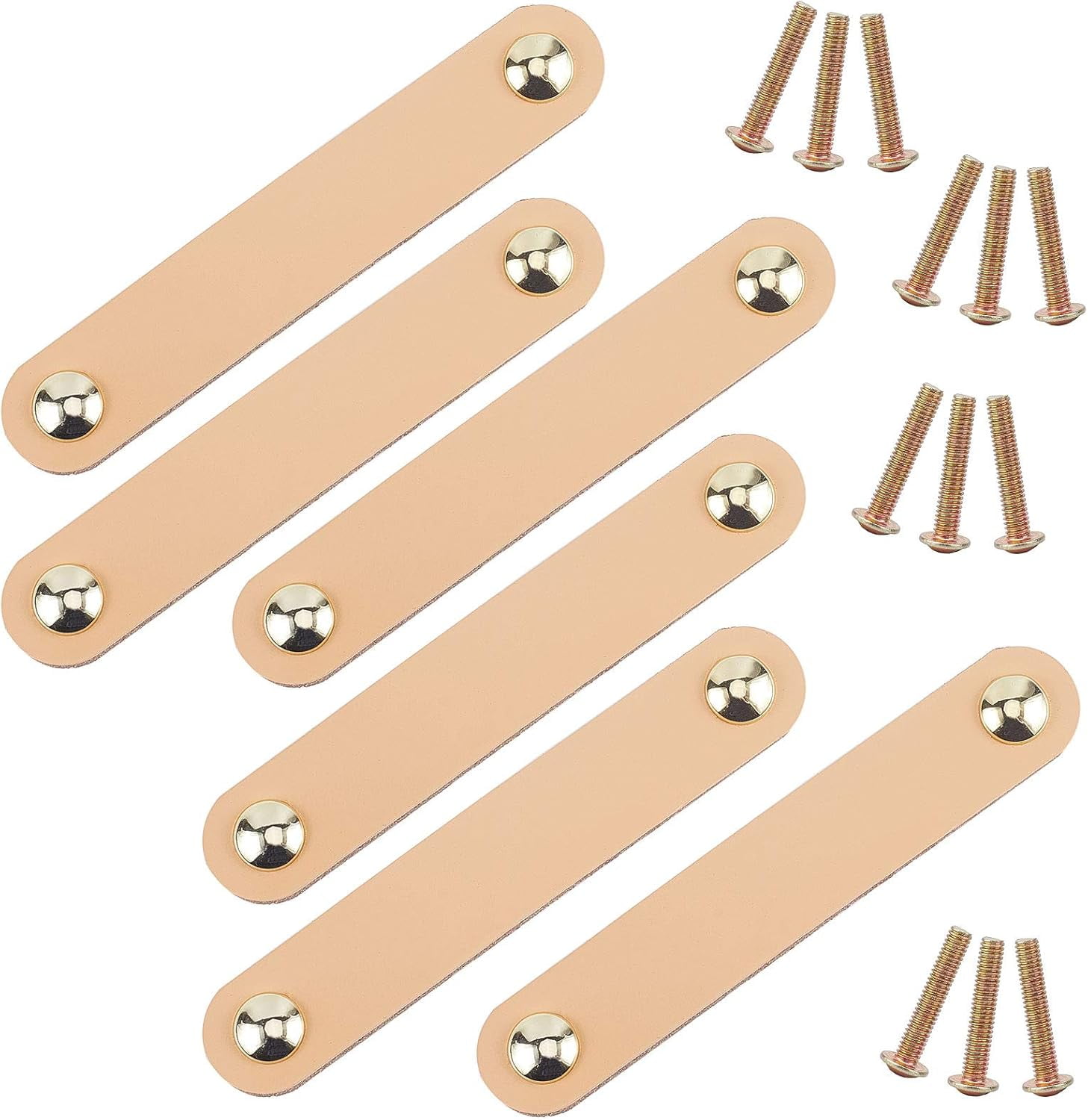 6Pcs Leather Drawer Pull 5.5" Leather Cabinet Handle Pulls Knob with ...