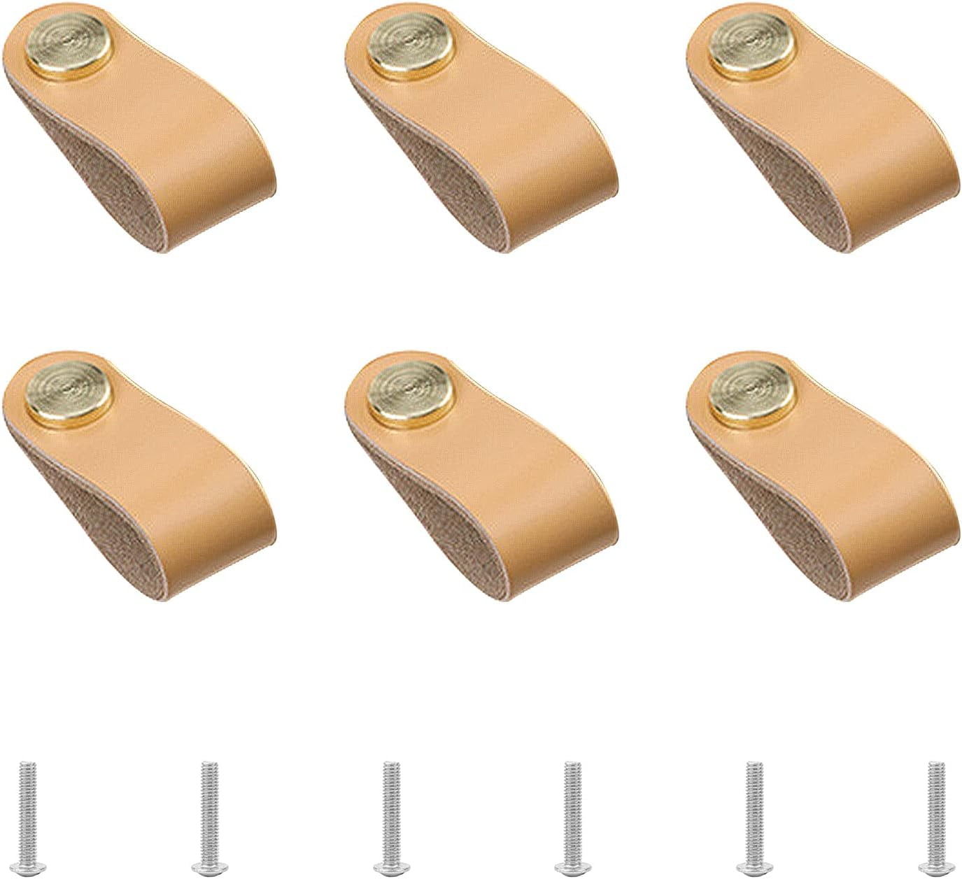 6Pcs Leather Drawer Pull Nordic Wardrobe Cabinet Door Handle with Nut ...