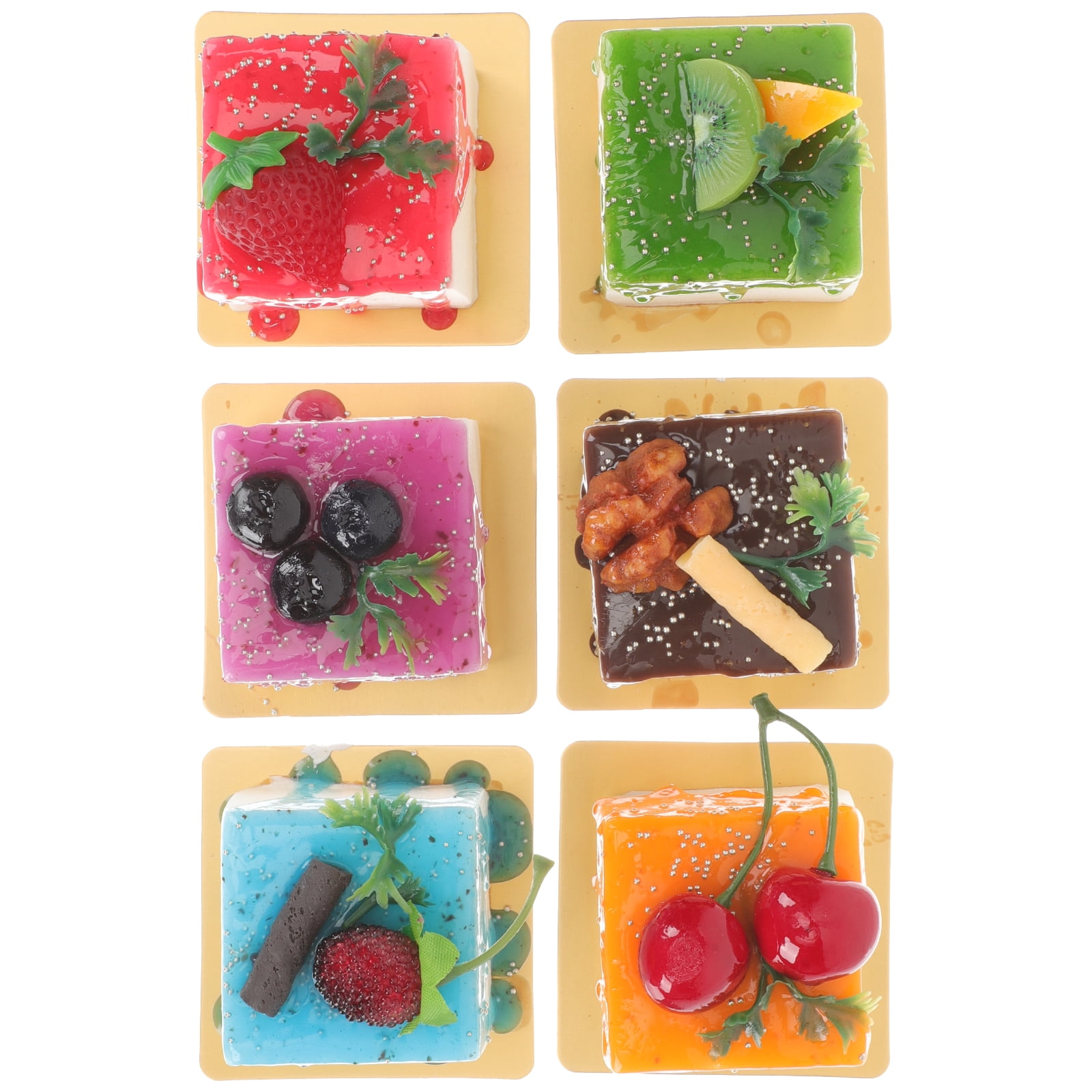 6Pcs Lifelike Cake Models Imitation Cake Refrigerator Magnets Cake ...
