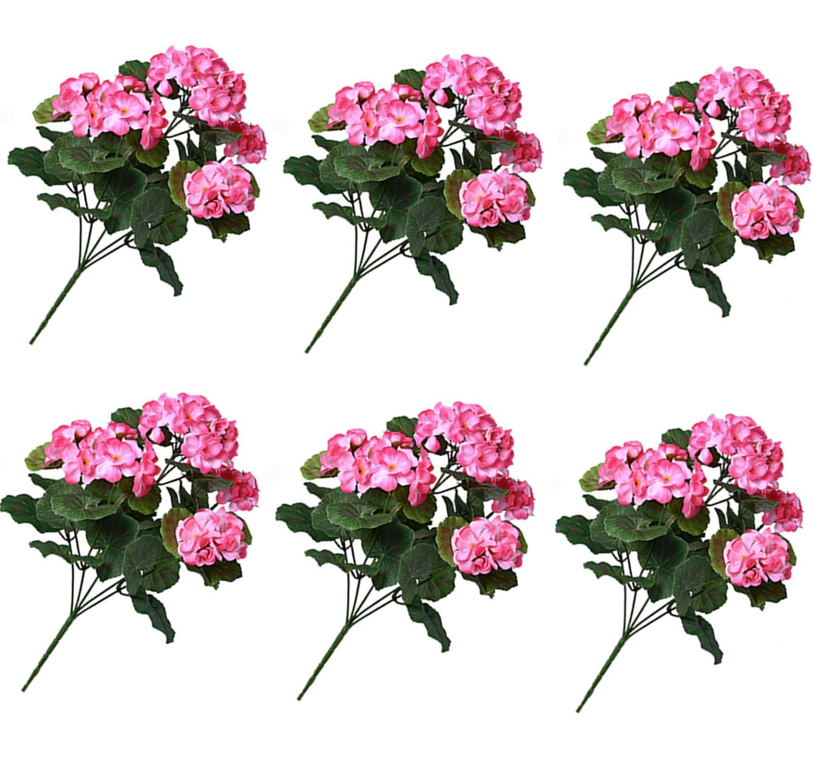 6Pcs Lifelike Geraniums Silk Flowers With Adjustable For Indoor Outdoor ...