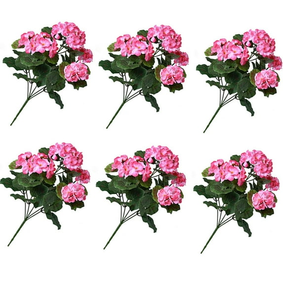 6Pcs Lifelike Geraniums Silk Flowers With Adjustable For Indoor Outdoor ...