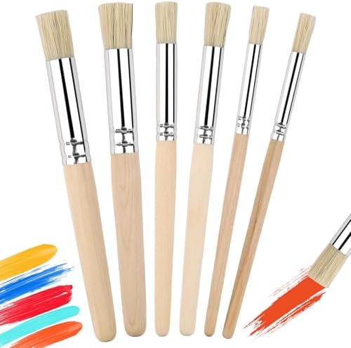 6Pcs Light Brown Natural Wood Stencil Brushes, 3 Sizes Multi-Size ...