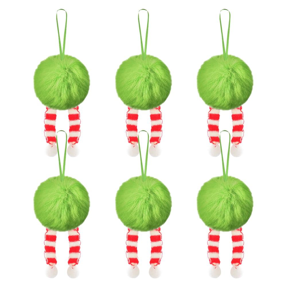 6Pcs Lime Green Furry Christmas Ball Ornaments for Xmas Tree Green ...