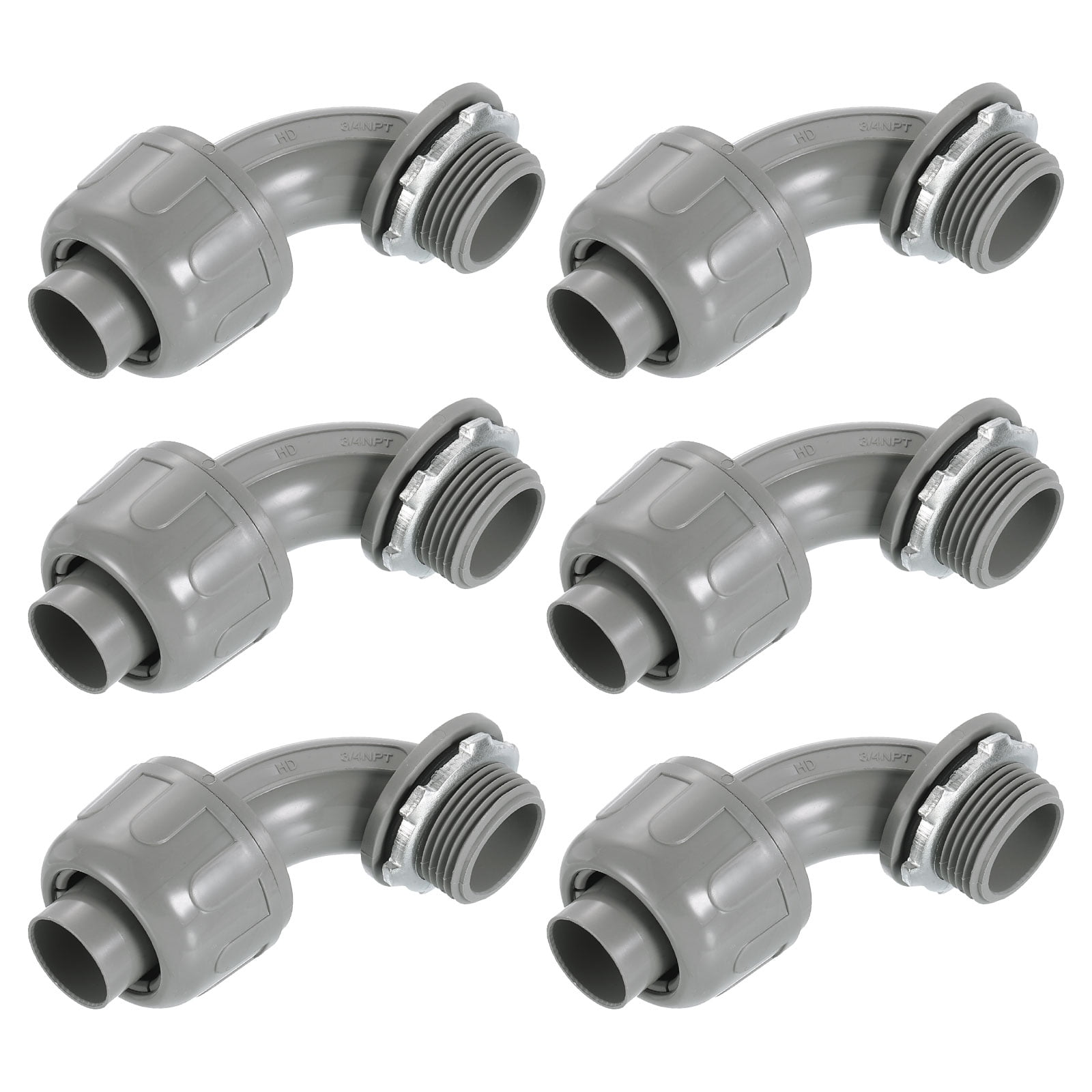 6Pcs Liquid Tight Connectors, 3/4" NPT Plastic 90 Degree Conduit ...