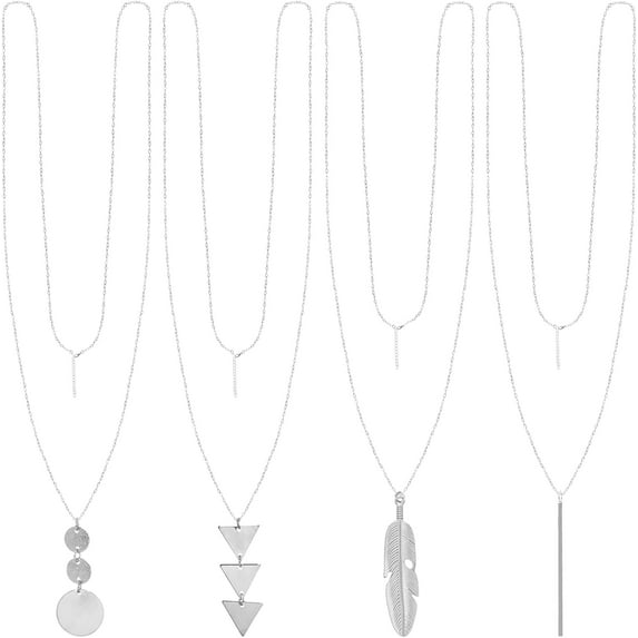 6Pcs Long Gold Necklaces for Women Long Statement Sweater Necklaces ...