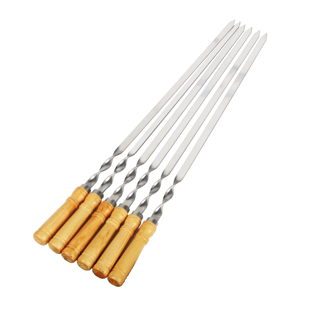 NOBRAND Stainless Steel Long Handle Grilling Skewers 6 Count - Walmart.com