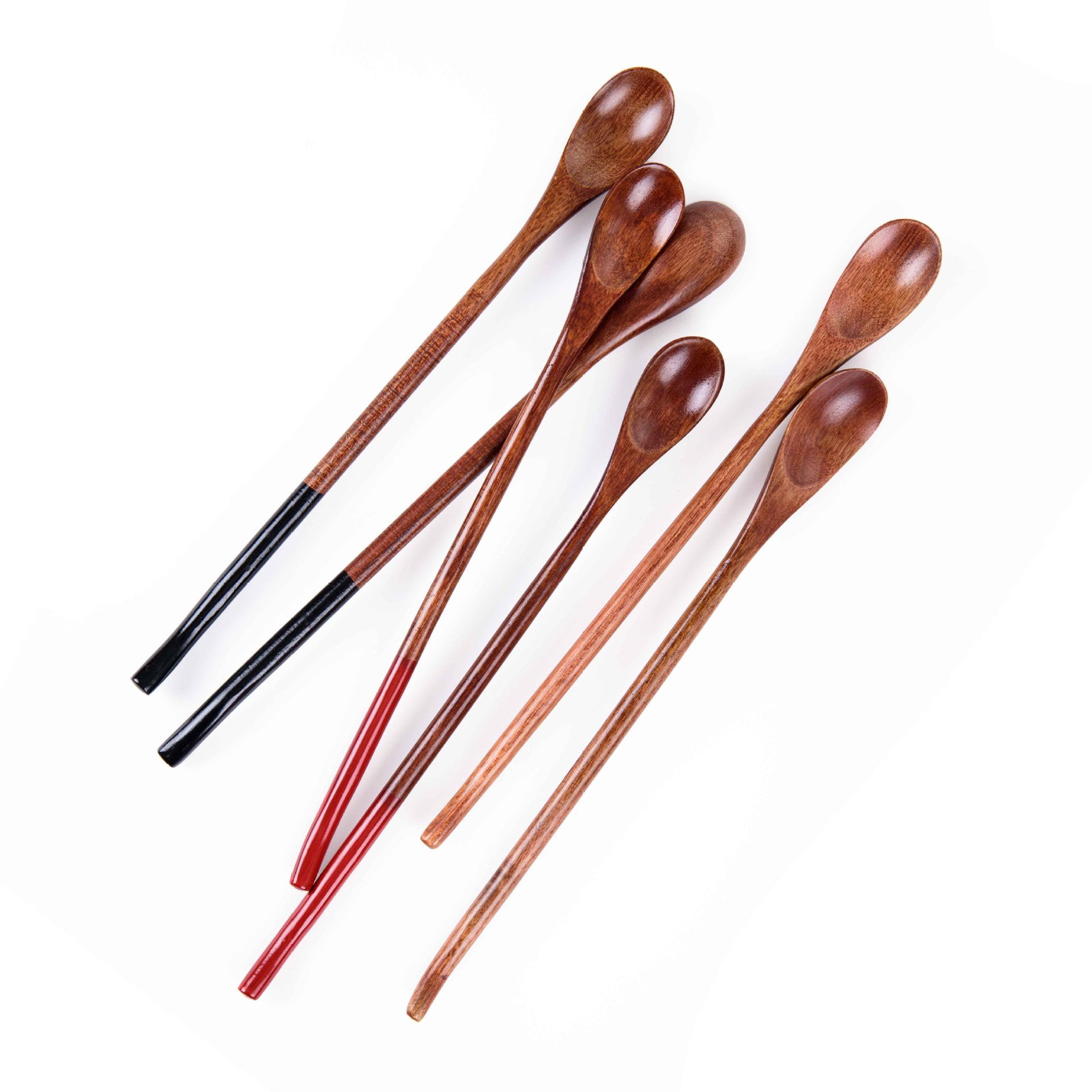 6Pcs Long Handle Wooden Spoons for Cooking Long Handle Tasting Spoons ...