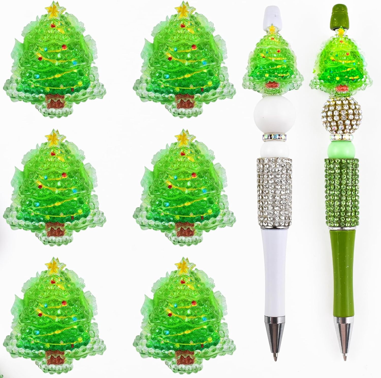 6Pcs Luminous Christmas Tree Focal Beads for Pens Christmas Tree Fancy ...
