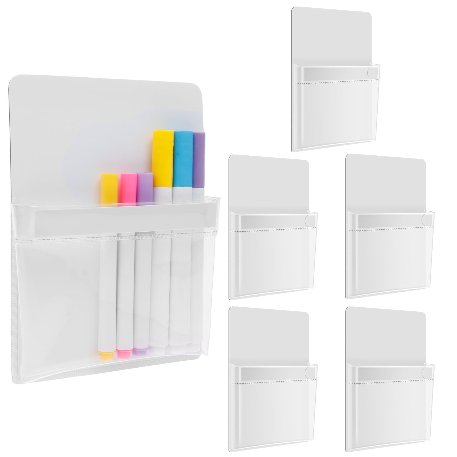 6Pcs Magnetic Pocket Pouch for Whiteboard PVC Clear Fridge Magnetic Pen ...