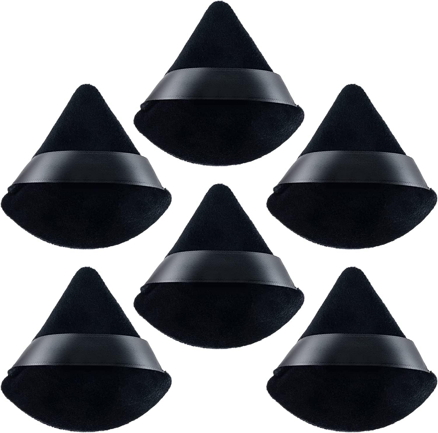 6Pcs Makeup Powder Puff Triangle Velvet Powder Puff with Ribbon Band ...