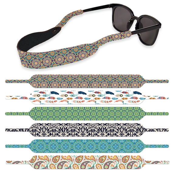 6Pcs Mandala Floating Sunglass Straps Lightweight Neoprene Glasses ...