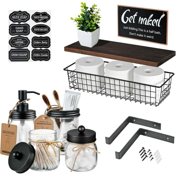 Ahot 6Pcs Bathroom Accessories Set Complete - Toothbrush Holder, Lotion ...