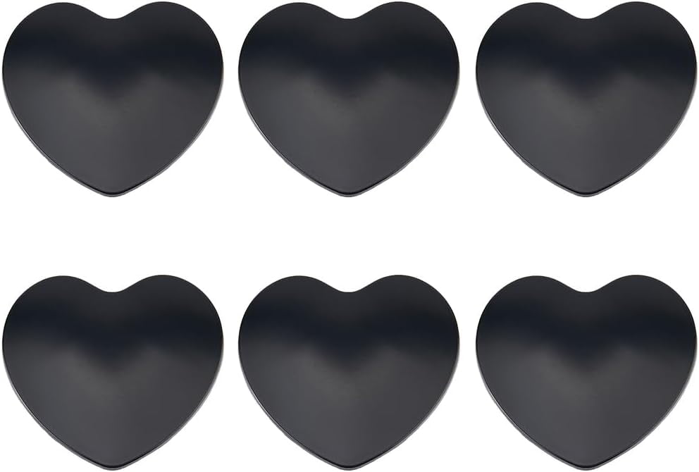 6Pcs Metal Heart Car Sticker Black 3D Car Emblem Alloy Self Adhesive ...