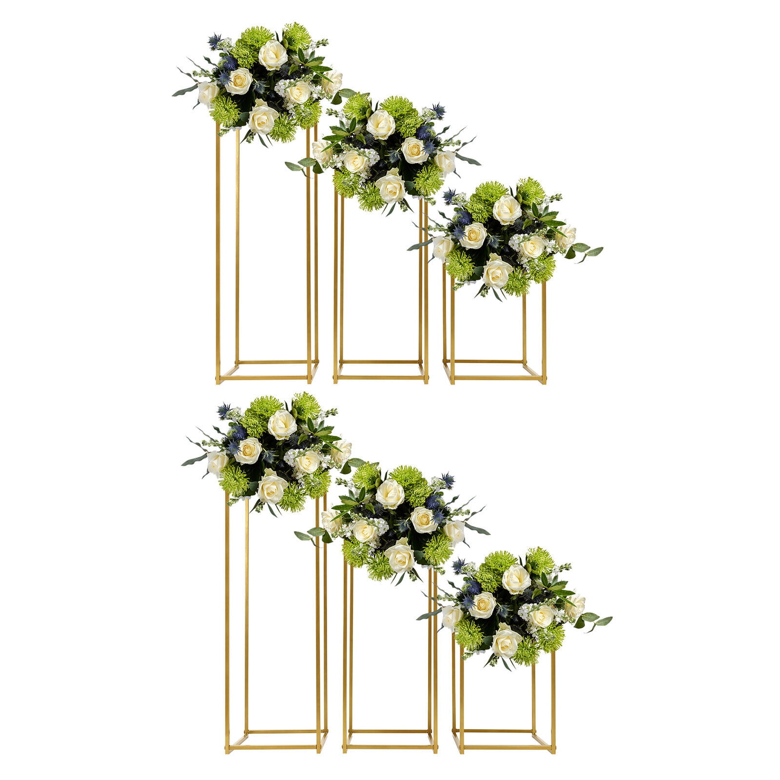 6Pcs Gold Metal Wedding Flower Stand Frame Pedestal Stand Backdrop ...