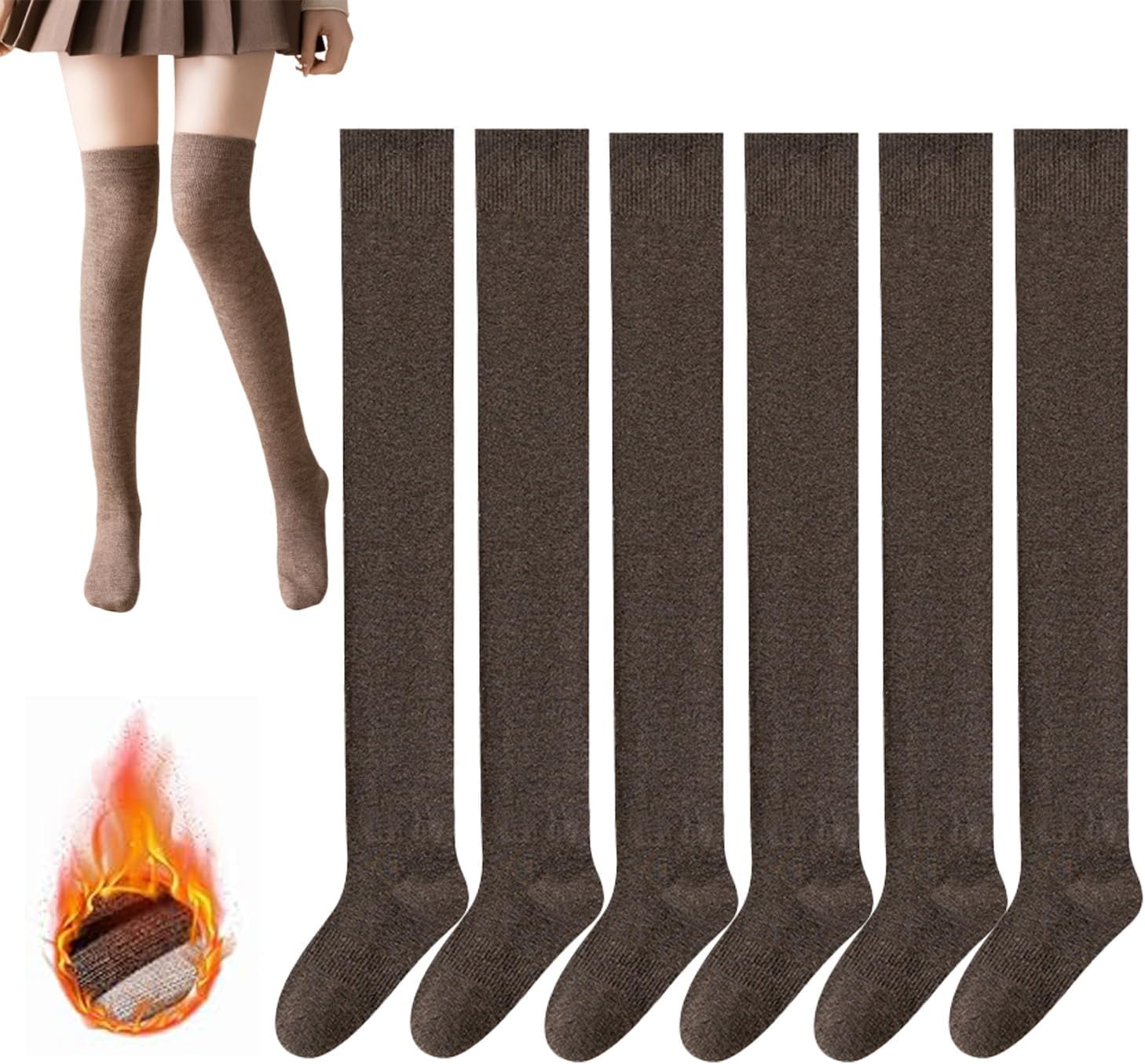 6Pcs Micro-Compression Slimming Knee, High Warm Stocking for Women ...