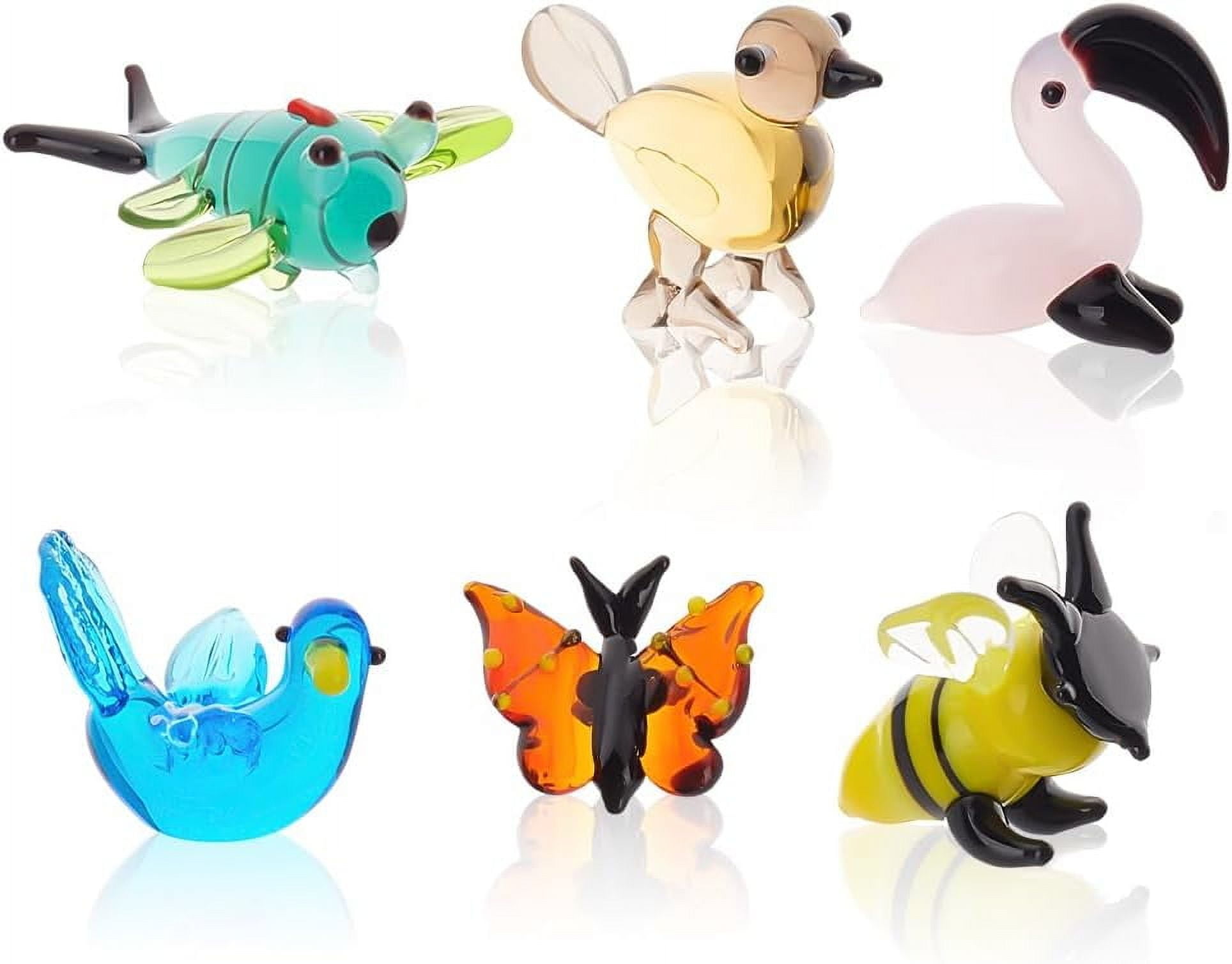 6Pcs Mini Animals Figurines 6 Styles Glass Animal Figurines for Table ...