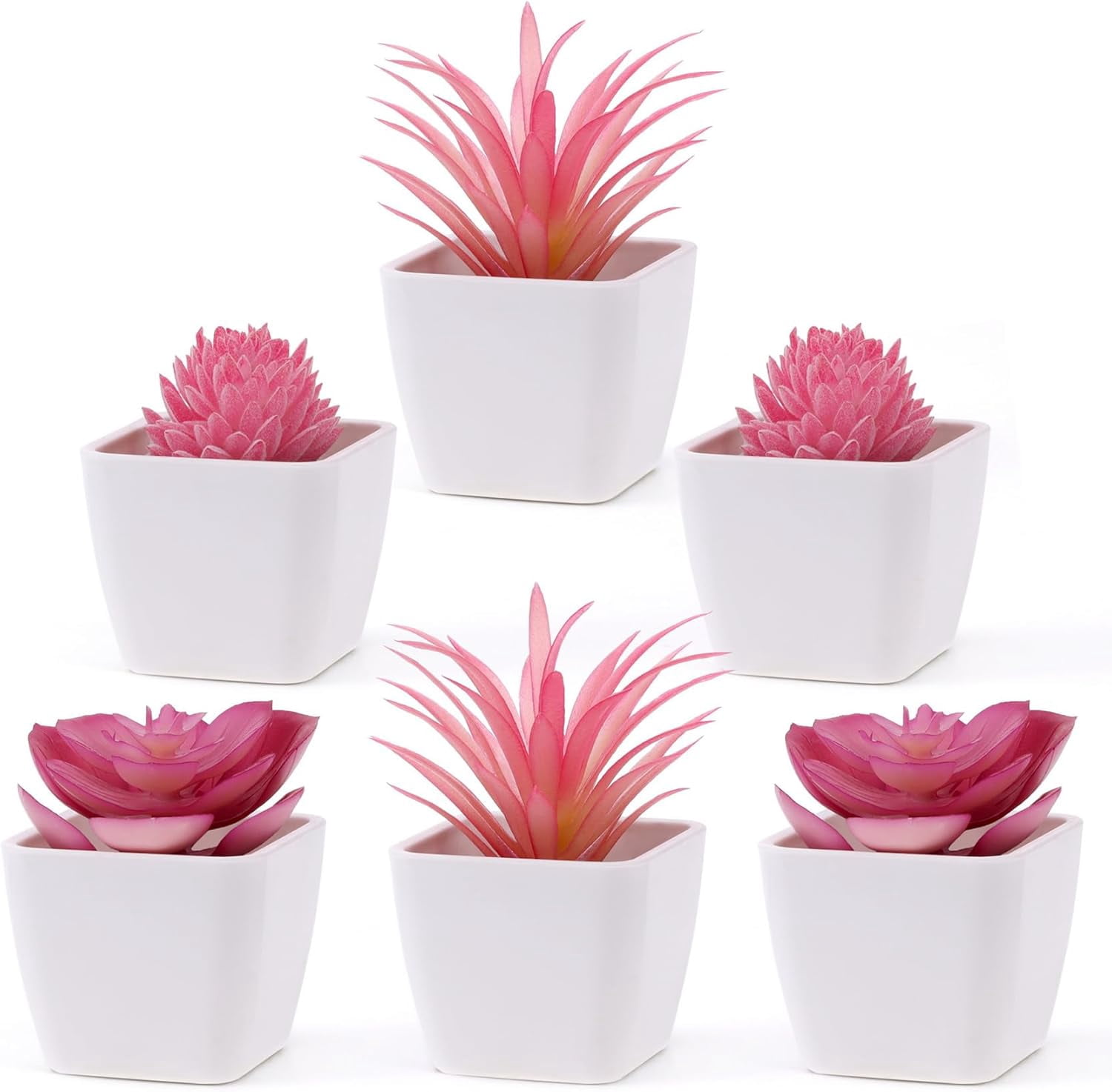 6Pcs Mini Artificial Succulent Plants Fake Plastic Succulents Potted ...