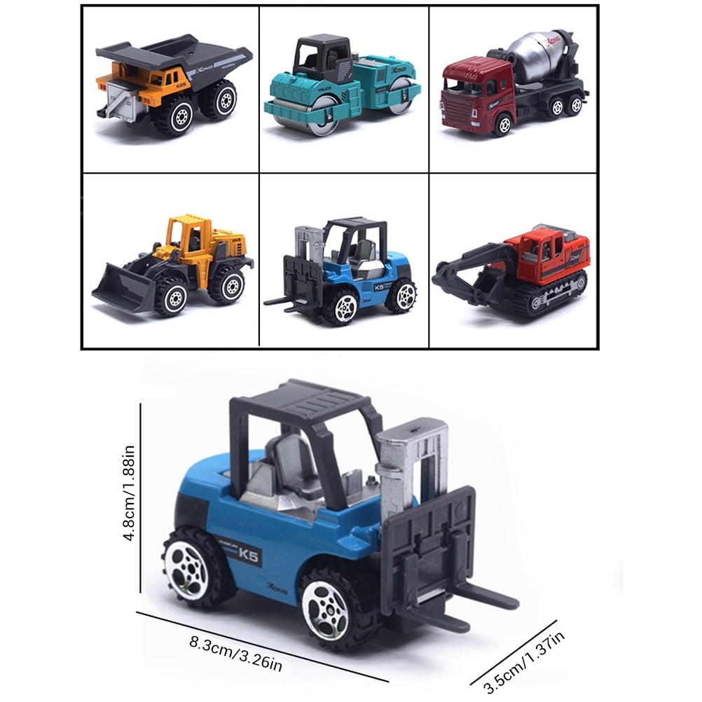 6Pcs Mini Construction Vehicles Car Model Toys Kids Excavator Truck ...