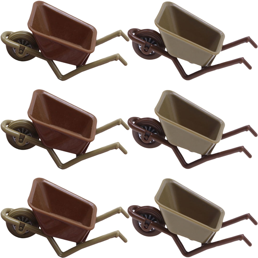 6Pcs Mini House Wheelbarrow Toy Plastic Miniature Wheelbarrow Model ...