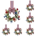 6Pcs Mini Patriotic Kitchen Cabinet Wreaths, Red White Blue Flower ...