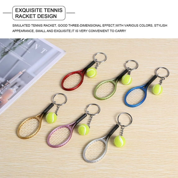6Pcs Mini Tennis Racket Ball Keychain Pendant Bag Accessories for Bag ...