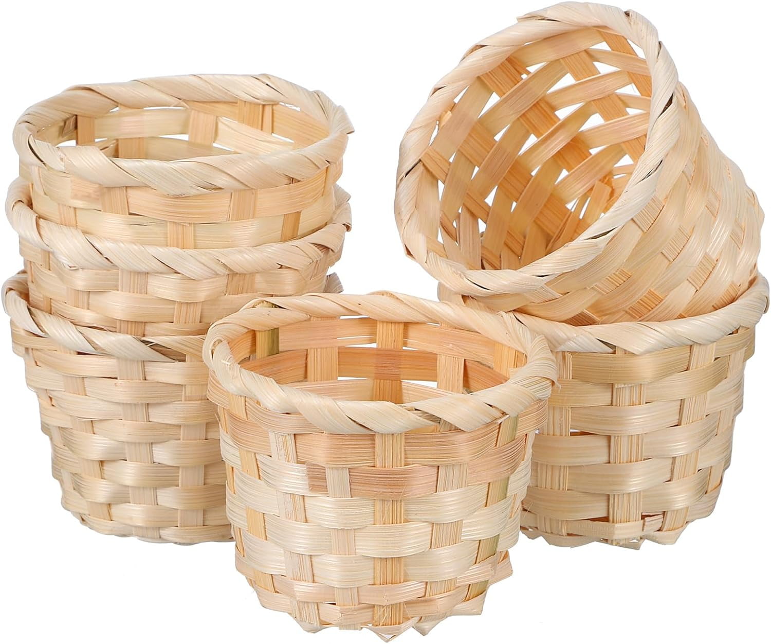 6Pcs Mini Woven Baskets Without Handles, Miniature Flower Basket ...