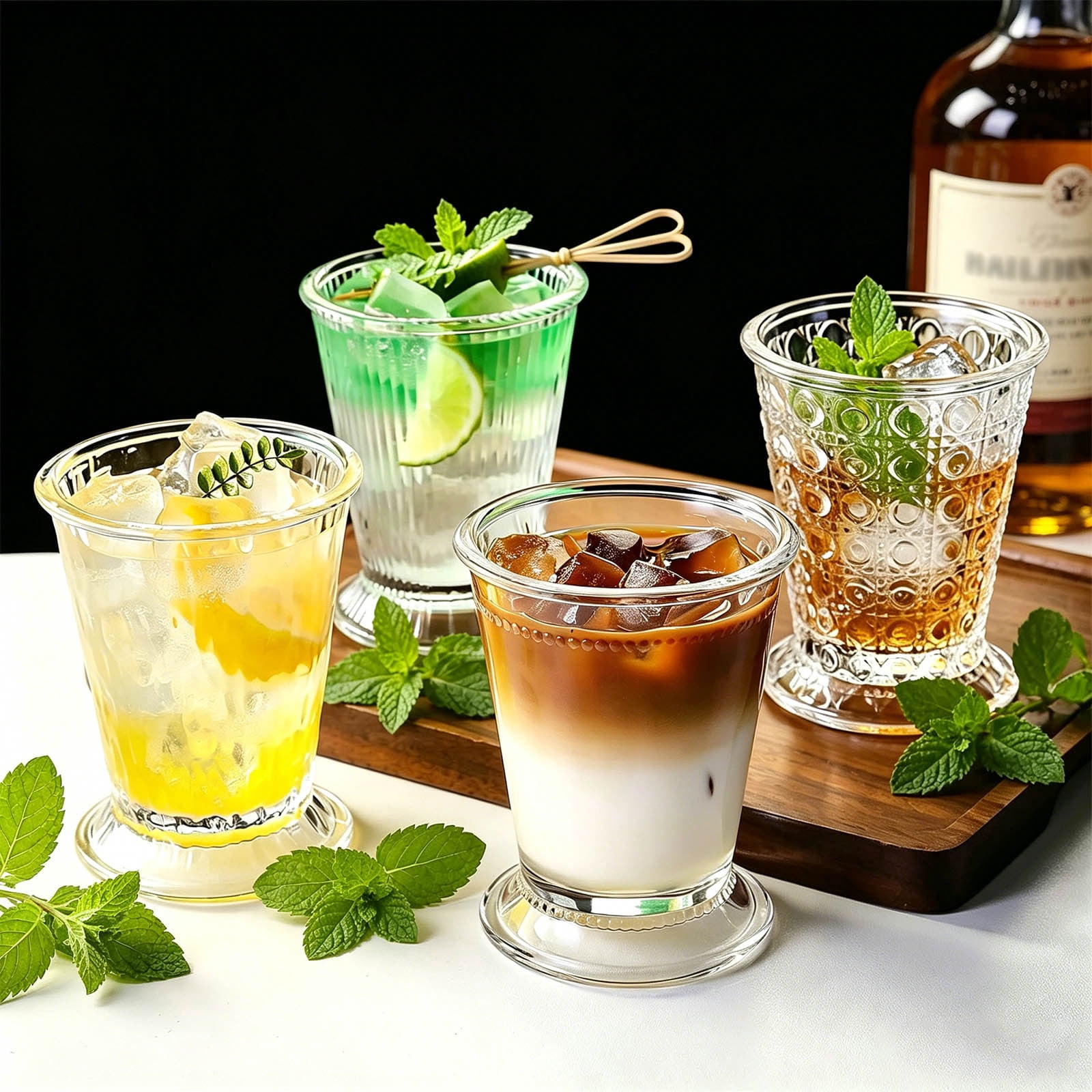 6Pcs Mint Textured Liqueur Glass Set, Transparent Elegant Household ...