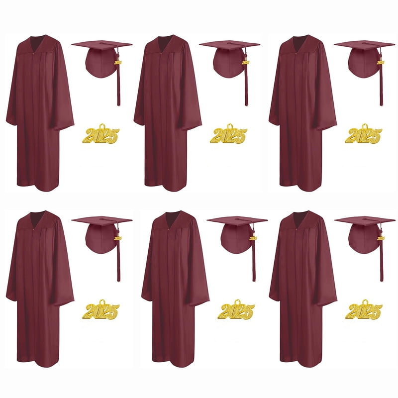 6Pcs Misscom Matte Graduation Cap Gown Set with 2025 Tassel for High ...