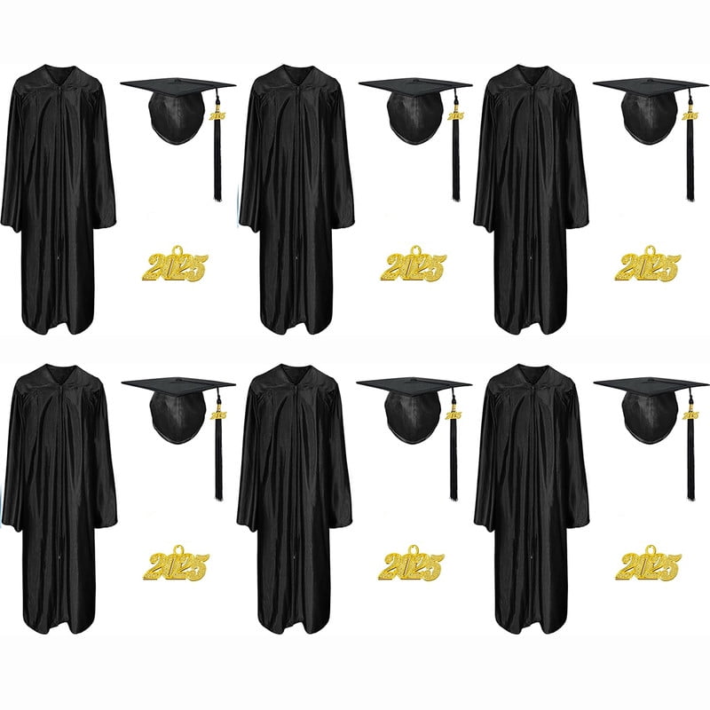 6Pcs Misscom shiny Graduation Cap Gown Set with 2025 Tassel for High ...