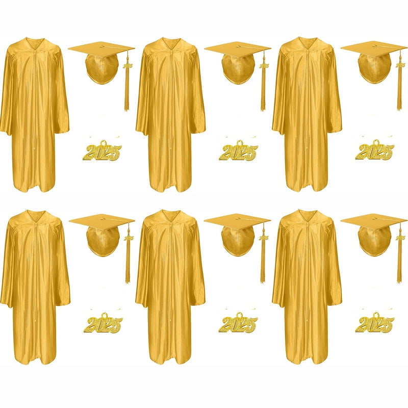 6Pcs Misscom shiny Graduation Cap Gown Set with 2025 Tassel for High ...