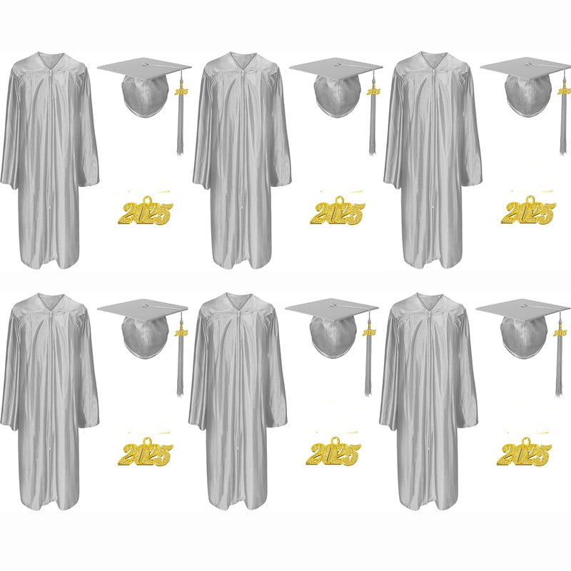 6Pcs Misscom shiny Graduation Cap Gown Set with 2025 Tassel for High ...