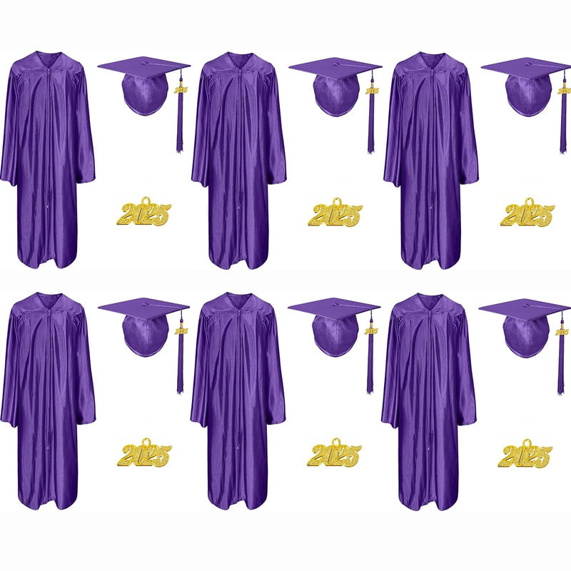 6Pcs Misscom shiny Graduation Cap Gown Set with 2025 Tassel for High ...