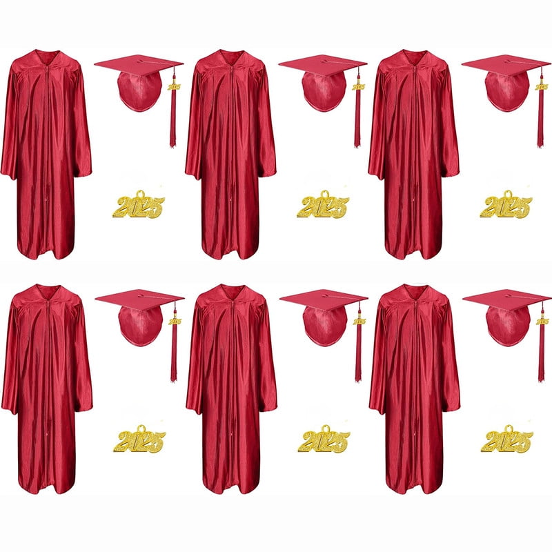 6Pcs Misscom shiny Graduation Cap Gown Set with 2025 Tassel for High ...