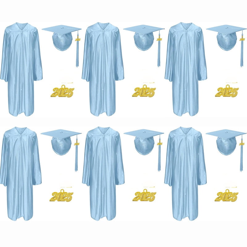 6Pcs Misscom shiny Graduation Cap Gown Set with 2025 Tassel for High ...