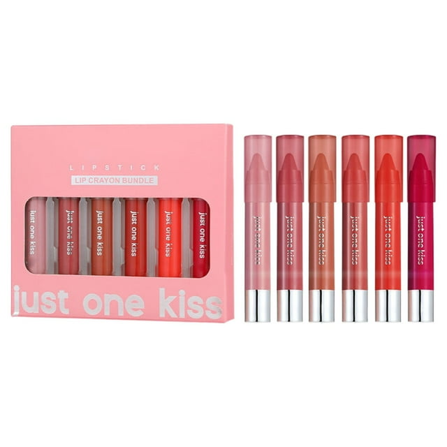 6pcs Moisturizing Gloosy Lipstick Set Long Lasting Non Stick Cup 24 Hour Mauve Red Lip Crayon