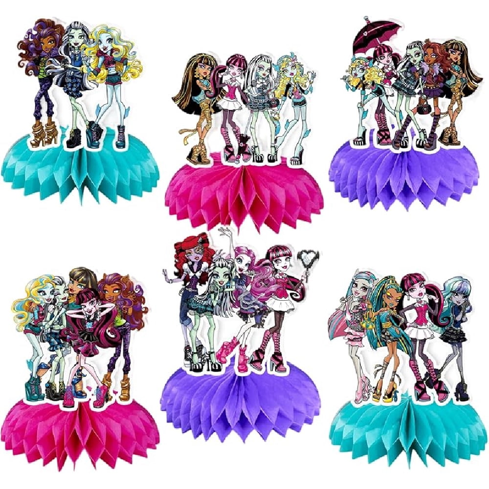 6Pcs Monster Party supplies set Honeycomb Centerpieces Double Sided ...