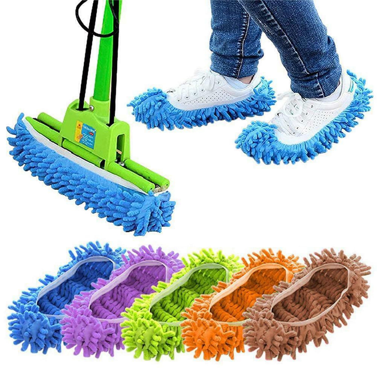 6Pcs Mop Slippers for Dust Cleaning Reusable Mop Shoe Cover Mopping ...