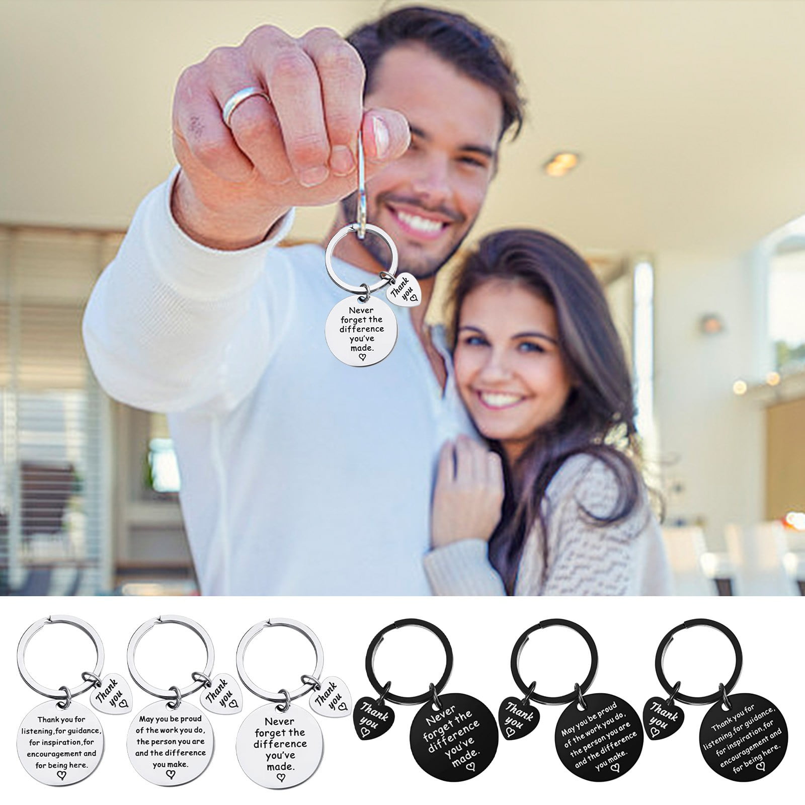 6Pcs Motivational Keychain, Yannianjz Inspirational Love Keychain ...