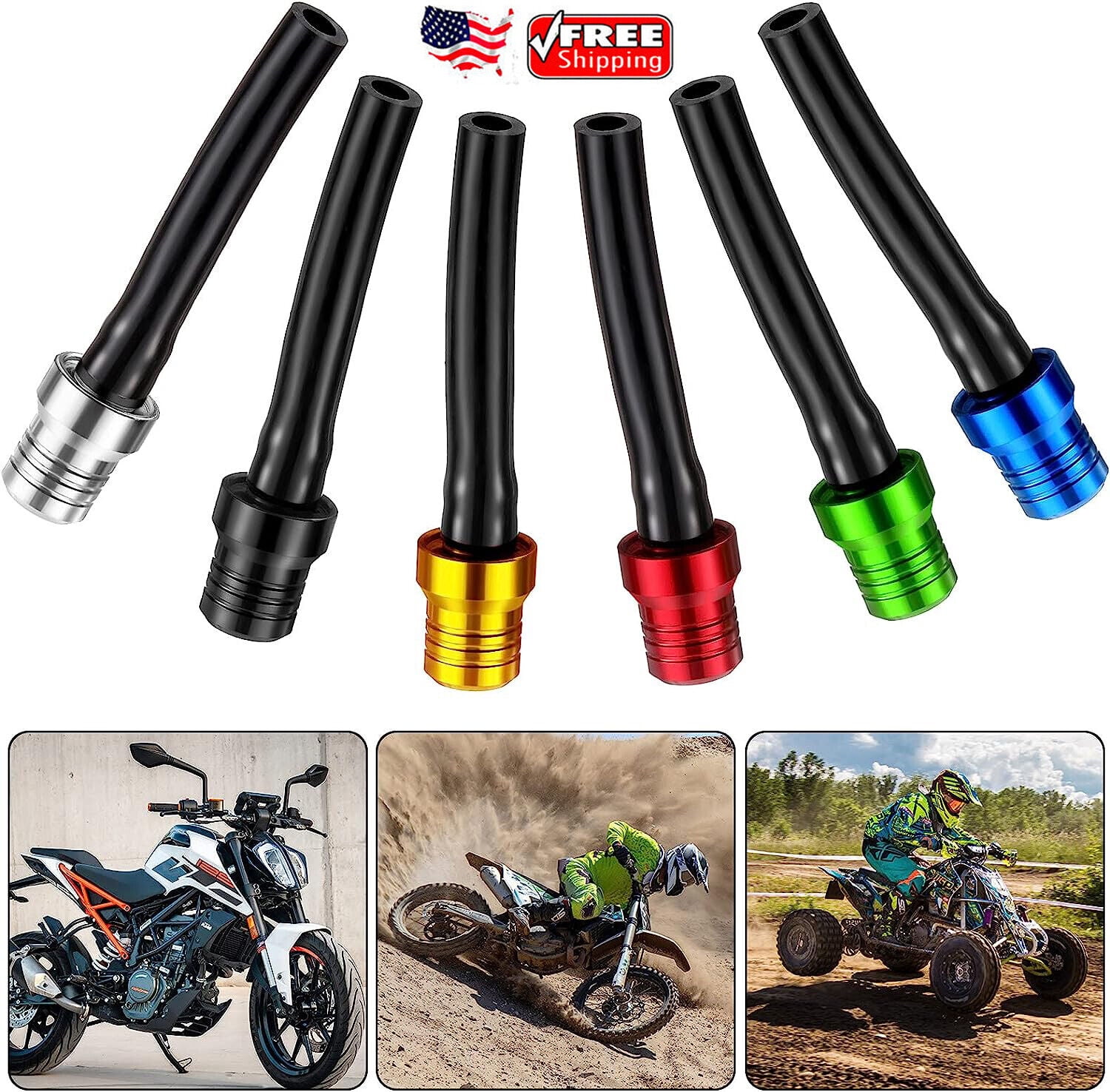 6Pcs Motorcycle Gas CAP VENT Tank Fuel Air Breather Valve Hose Tube ...