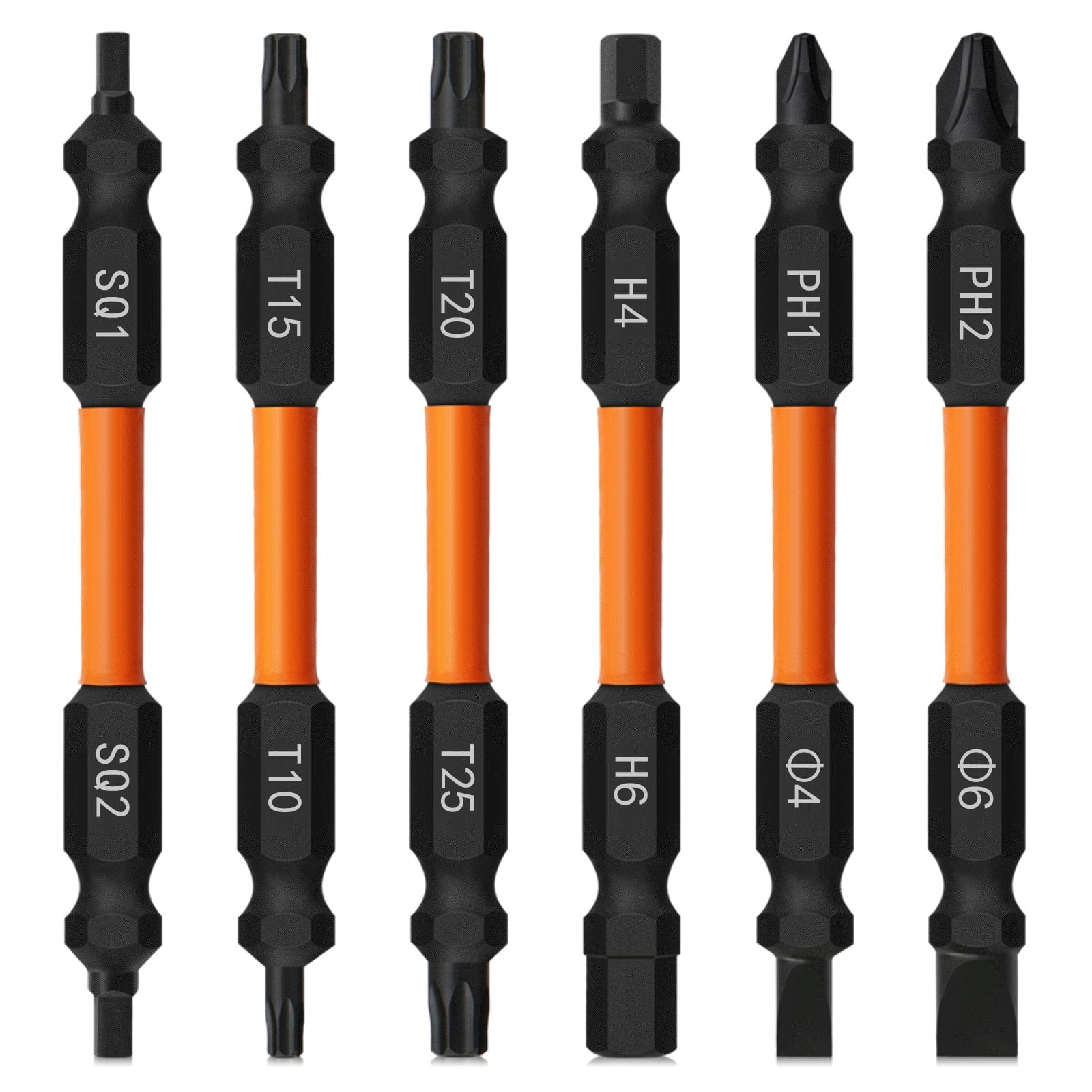 6Pcs Multi-bit Screw Drivers, Double-Ended Bits with Magnetic, Impact ...