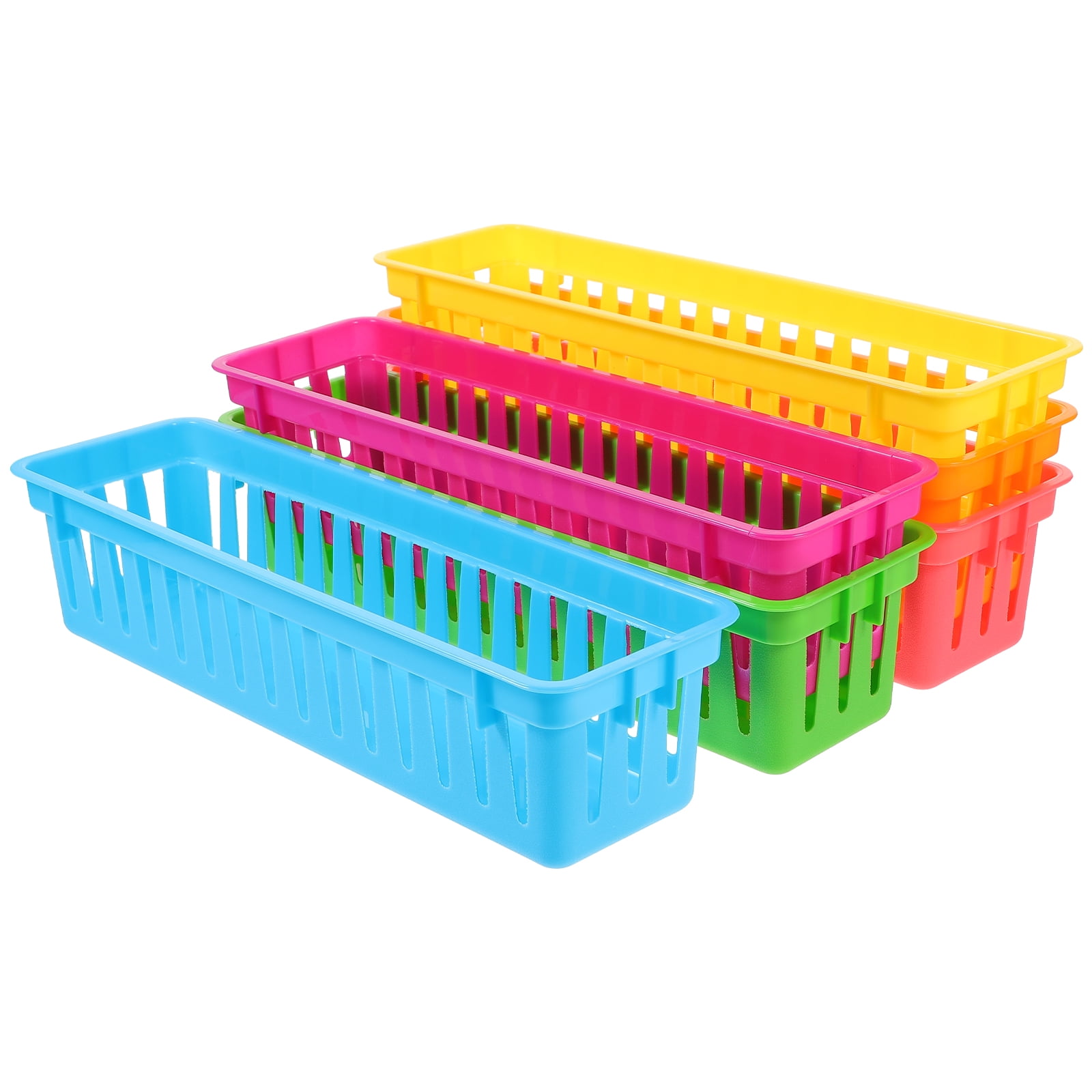 6Pcs Multi-use Pencil Storage Basket Colored Pen Container Plastic ...