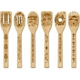 6Pcs Mushroom Bamboo Cooking Utensils Wooden Engraved Cooking Spoons ...