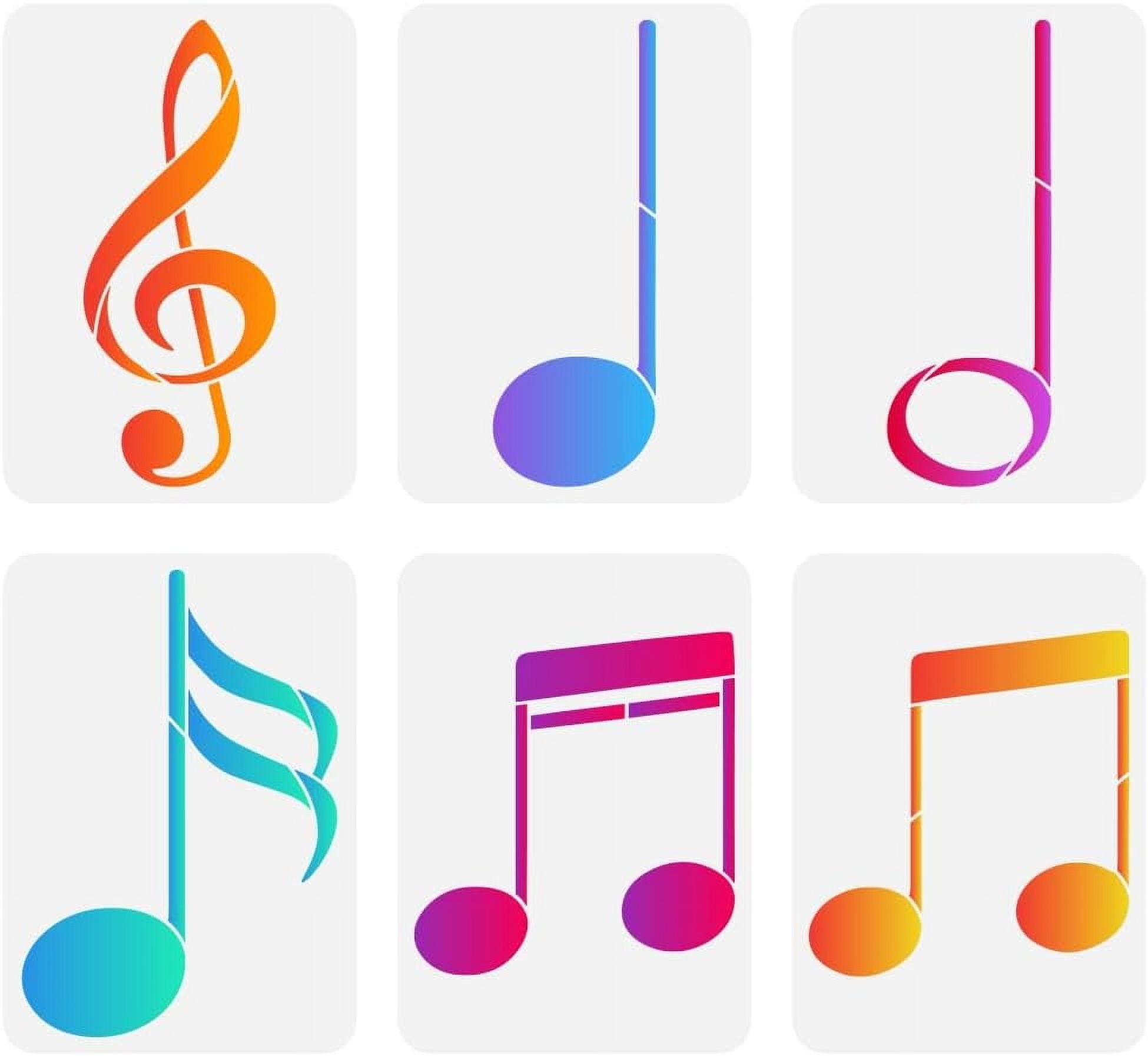 6Pcs Music Painting Stencil 8.3x11.7inch Reusable 6Styles Musical Notes ...