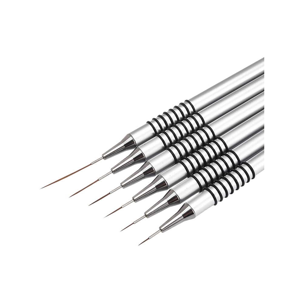 6Pcs Nail Brushes Plastic Nail Art Brush Pen Painting Nail Brush Silver ...