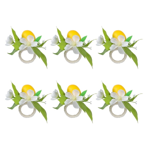 6Pcs Napkin Holders with Yellow Lemon Artificial Floral Design ...