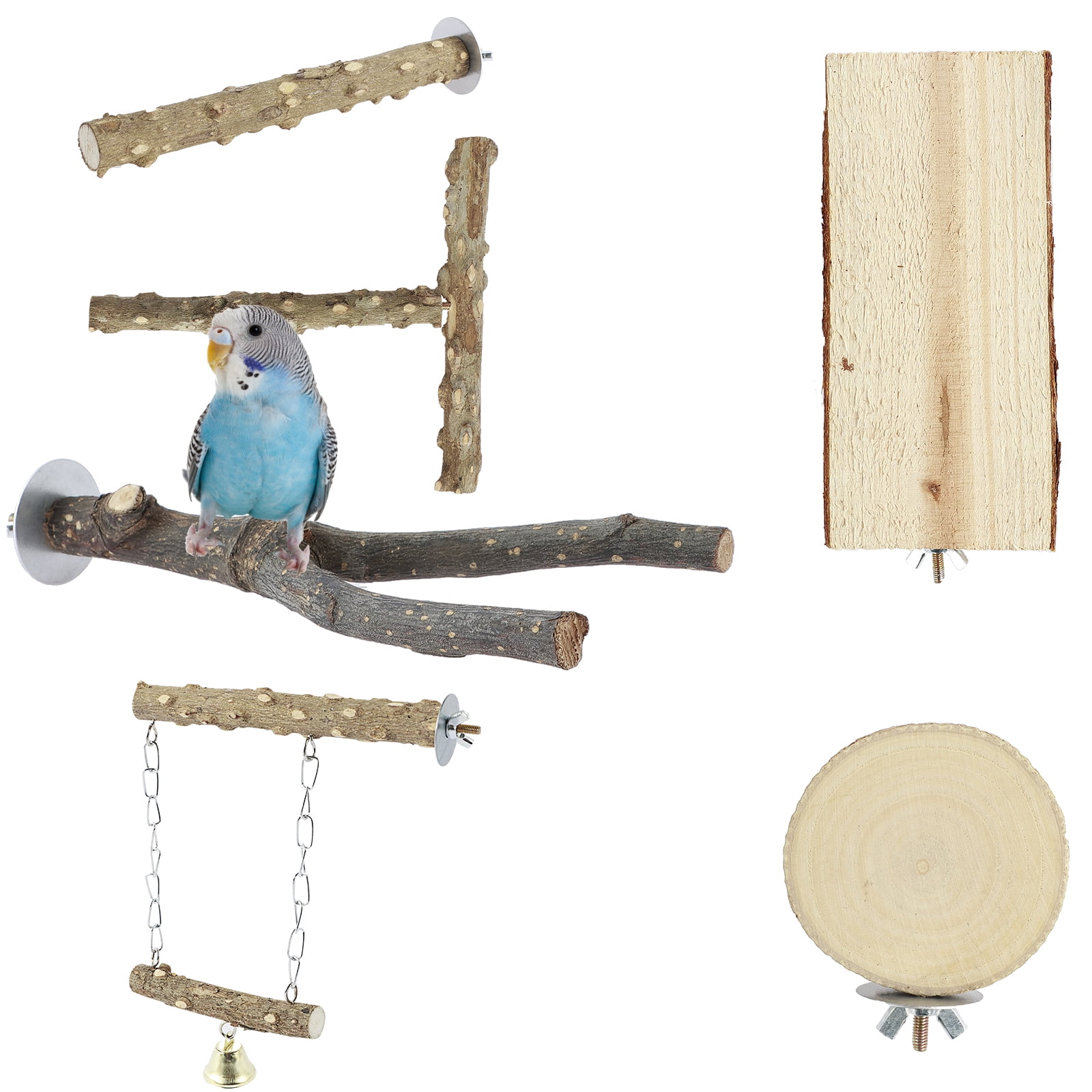 6Pcs Natural Wood Bird Perch Enduring Parrot Perch Environment Friendly ...
