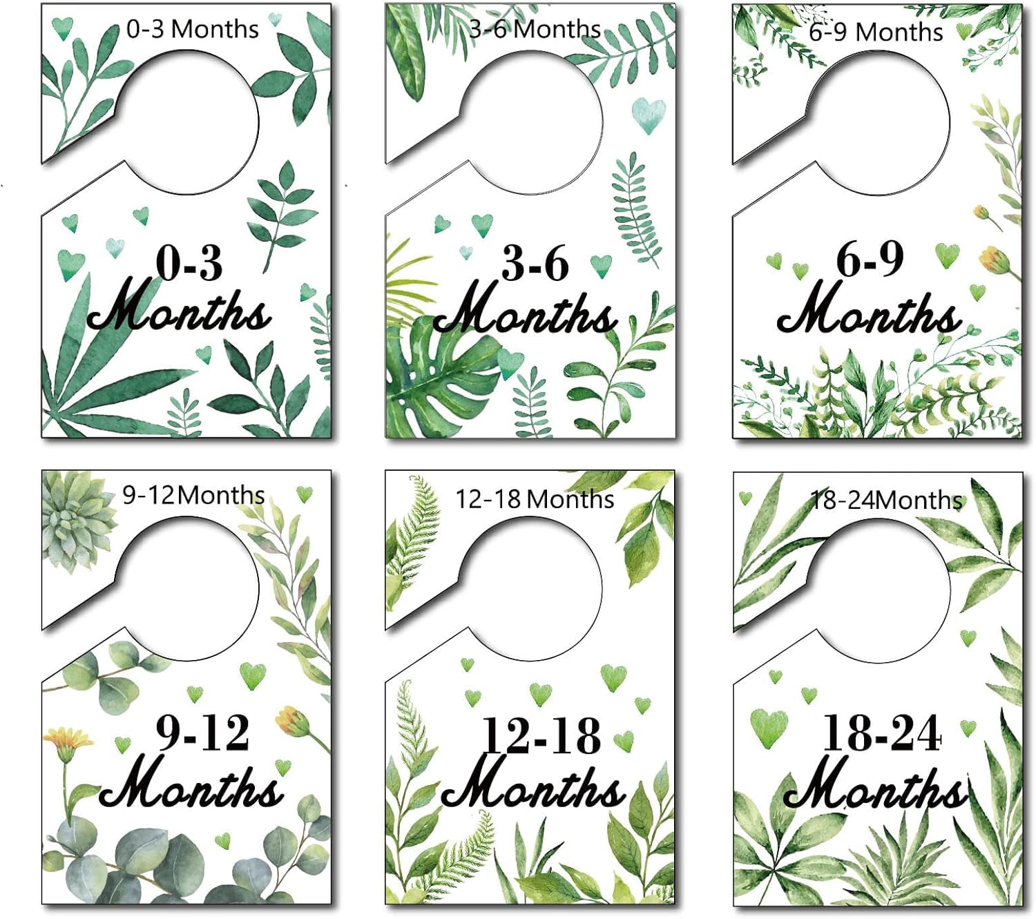 6Pcs Nursery Closet Organizer Dividers Clothing Rack Size Dividers Leaf ...