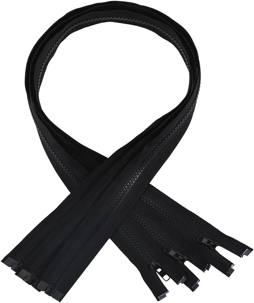 6Pcs Nylon Coil #5 Resin Zippers 77.5cm/30.51inch Black Separating ...
