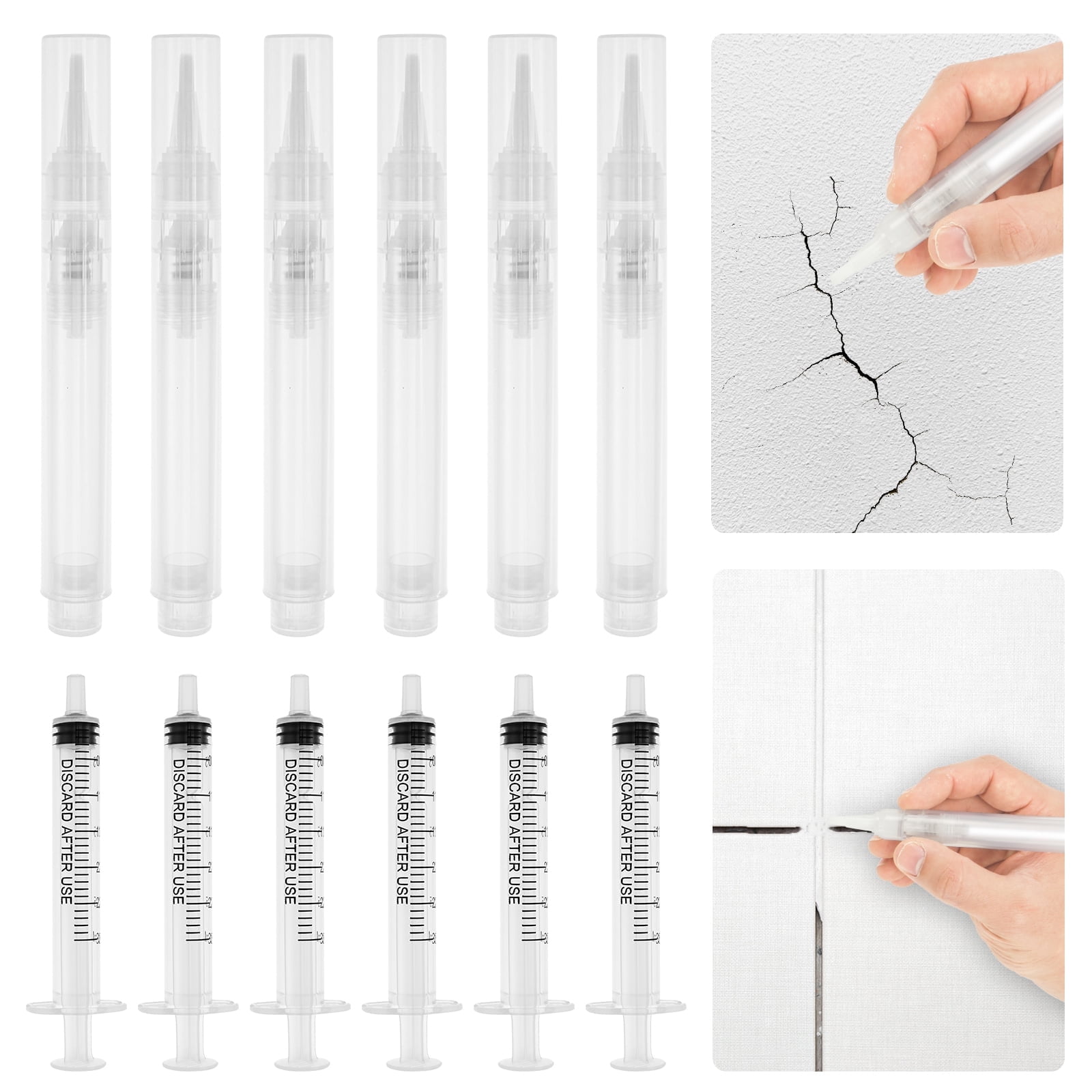 6Pcs PP Plastic Touch up Paint Pen With Spring Pen Cap Reusable Soft ...